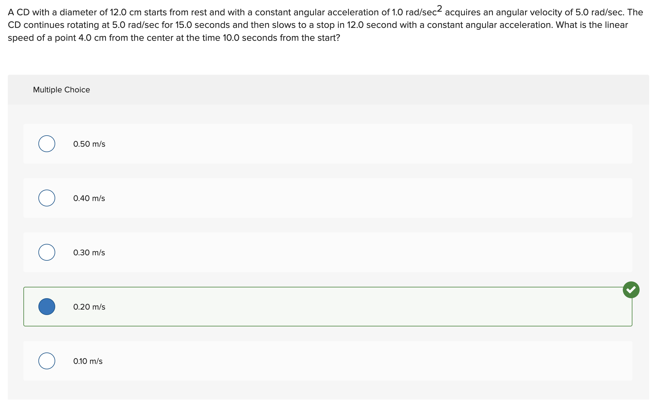 Solved A CD with a diameter of 12.0 cm starts from rest and | Chegg.com