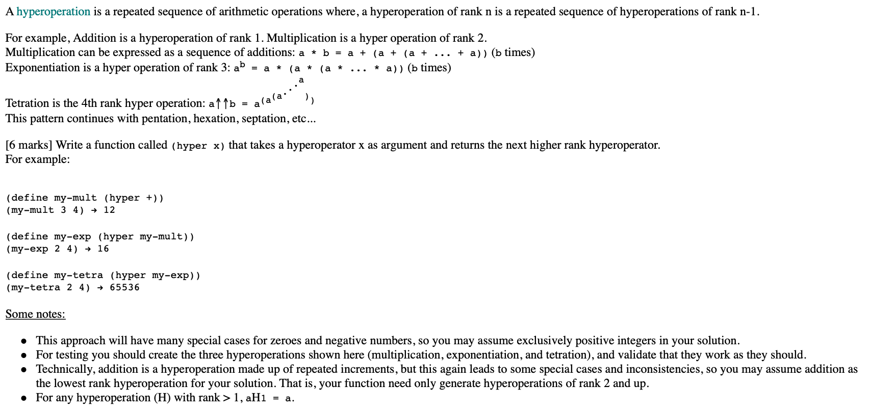 A hyperoperation is a repeated sequence of arithmetic | Chegg.com