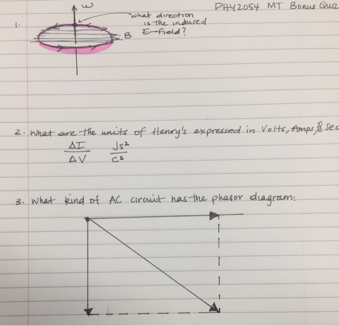 Solved What are the units of Henry's expressed in Volts, | Chegg.com