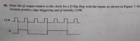 Solved இ 10. Draw the Q output relative to the clock for a D | Chegg.com