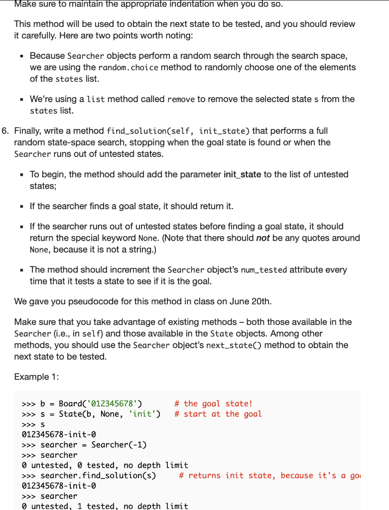 Solved Part III: A Searcher class for random search In the | Chegg.com