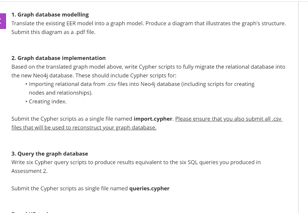 1. Graph database modelling Translate the existing | Chegg.com
