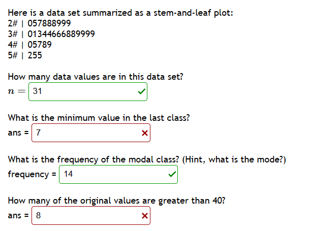 Solved Here is a data set summarized as a stem-and-leaf | Chegg.com