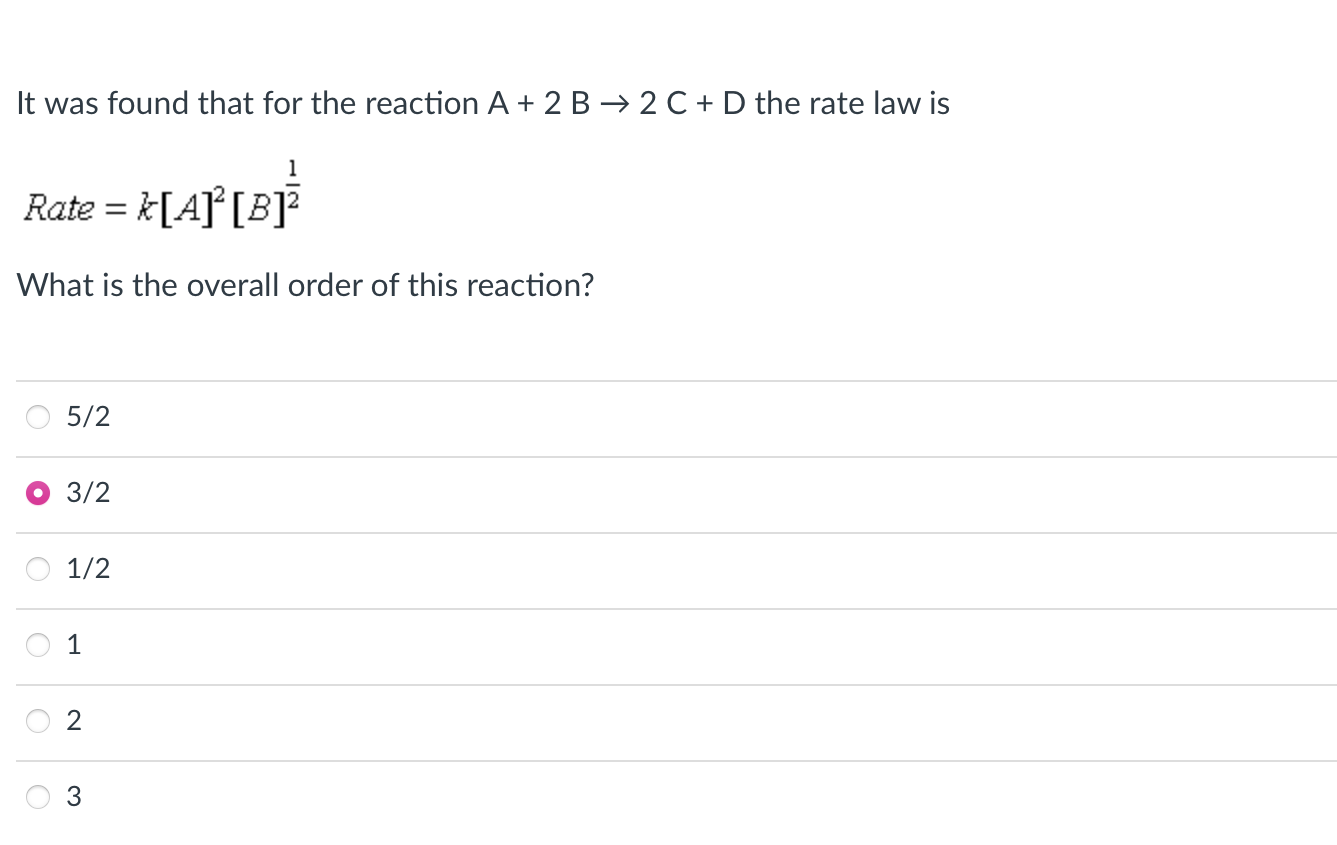 Solved It was found that for the reaction A + 2 B → 2 C + D | Chegg.com