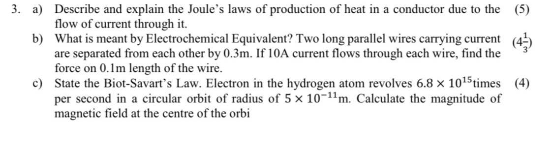 Solved 3. a) Describe and explain the Joule's laws of | Chegg.com