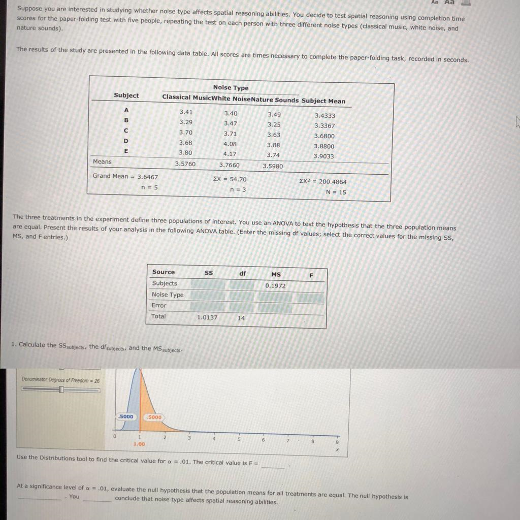Solved Suppose you are interested in studying whether noise | Chegg.com