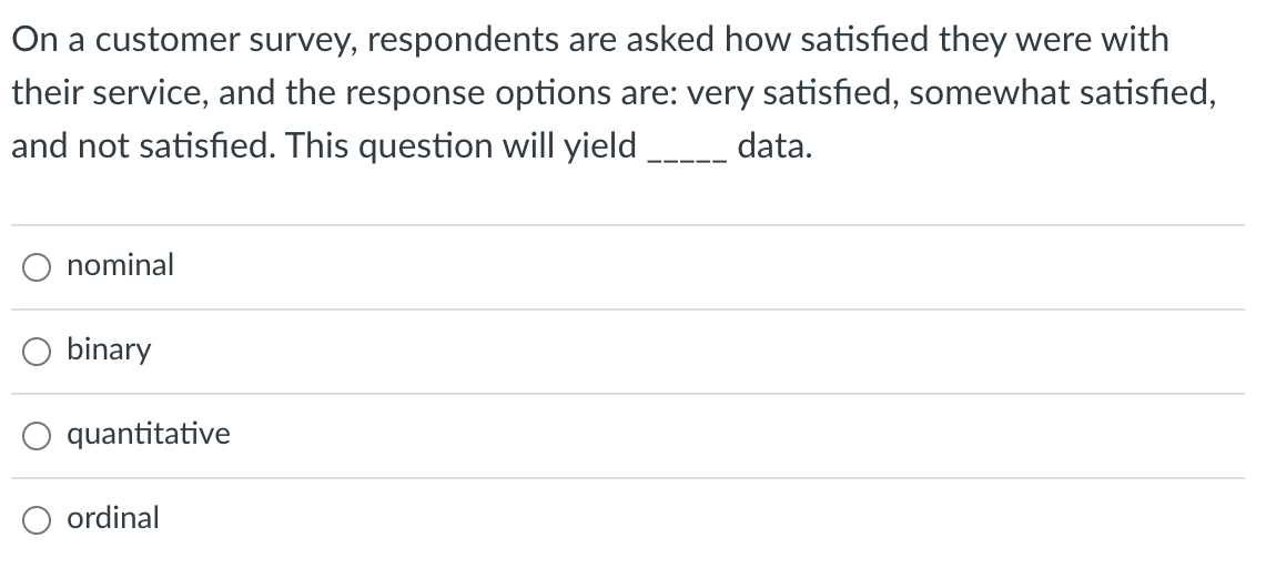 Solved On a customer survey, respondents are asked how | Chegg.com