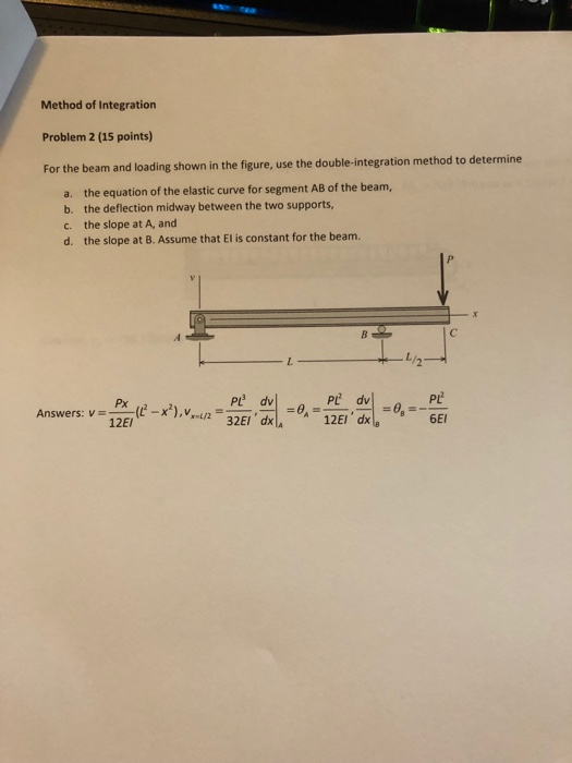 Solved Method of Integration Problem 2 (15 points) For the | Chegg.com