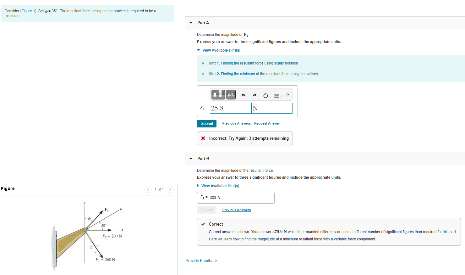 Solved Consider (Figure 1). Set $ = 35°. The resultant force | Chegg.com