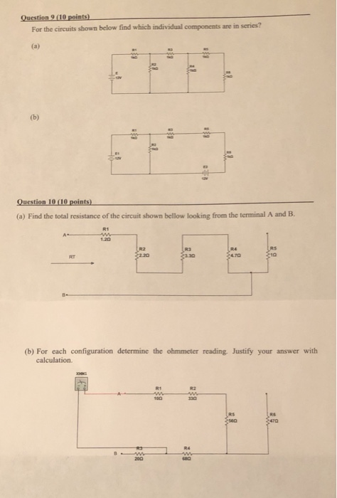 Solved For the circuits shown below find which individual | Chegg.com