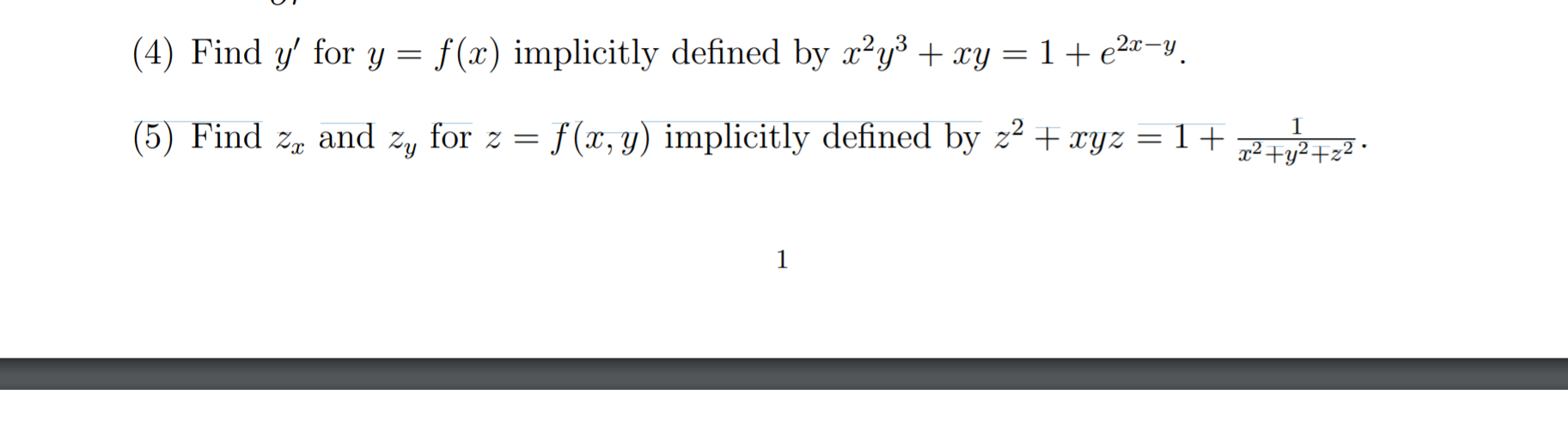 Solved (4) Find y 0 for y = f(x) implicitly defined by x 2 y | Chegg.com