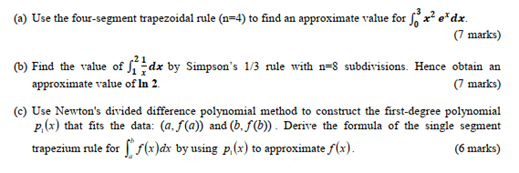 Solved (a) Use the four-segment trapezoidal rule (n=4) to | Chegg.com