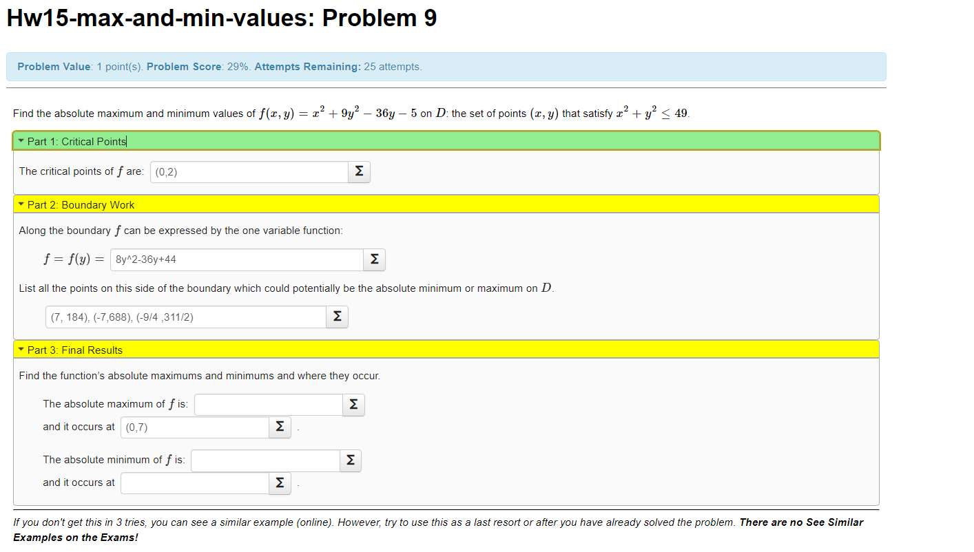 Solved Hw15 Max And Min Values Problem 9 Problem Value 1 