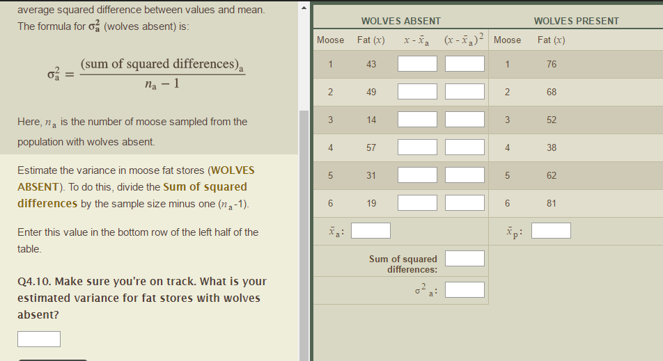 Solved average squared difference between values and mean | Chegg.com