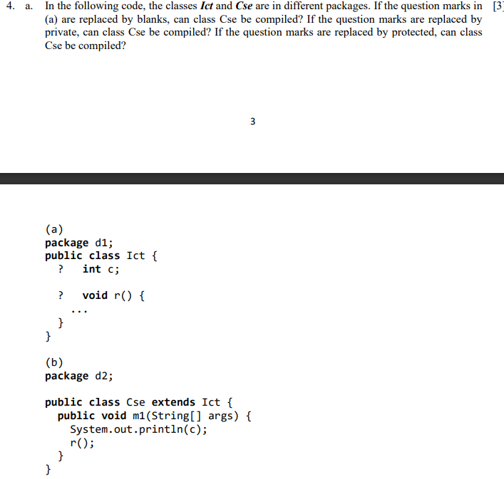 Solved a. In the following code, the classes Ict and Cse are | Chegg.com
