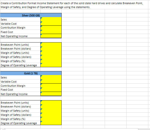 Solved Create a Contribution Format Income Statement for | Chegg.com