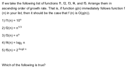 Solved If we take the following list of functions | Chegg.com