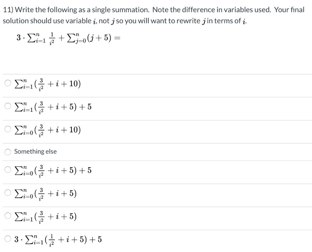 Solved Write the following as a single summation. Note | Chegg.com