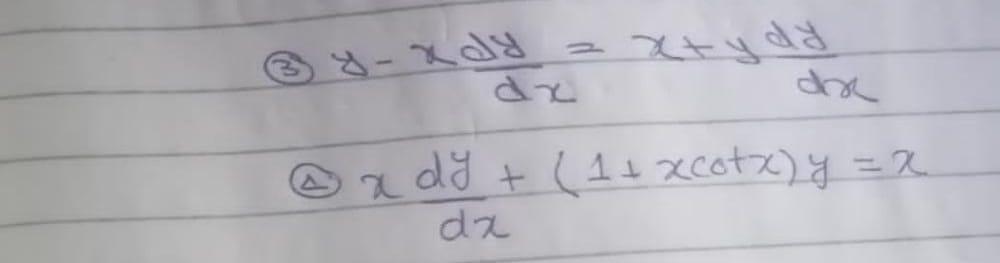 Solved ③ y-xdy xtydd dx doa dy + (1 + xcotx) y = x da | Chegg.com