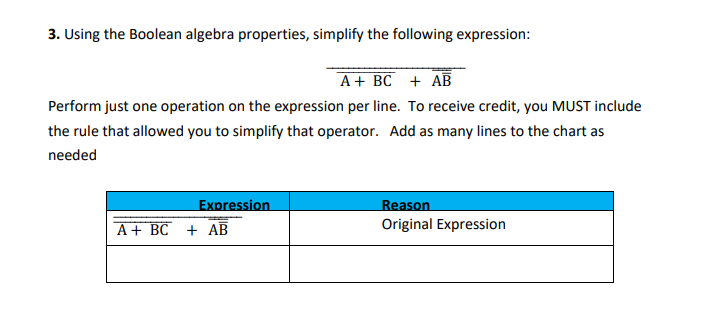 Solved 3. Using the Boolean algebra properties, simplify the | Chegg.com