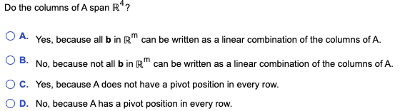 Solved Can each vector in R4 be written as a linear | Chegg.com