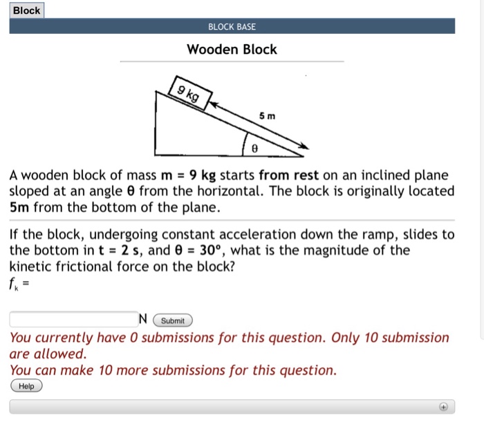Solved Block BLOCK BASE Wooden Block ん 5 m A wooden block of | Chegg.com