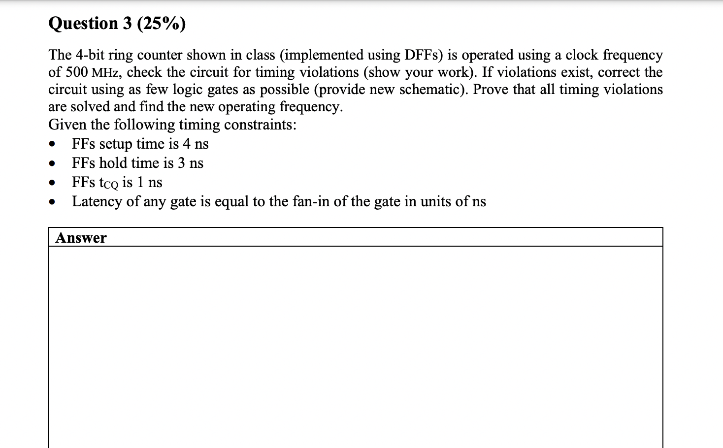 Solved The 4-bit ring counter shown in class (implemented | Chegg.com