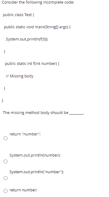Solved Consider the following incomplete code: public class | Chegg.com