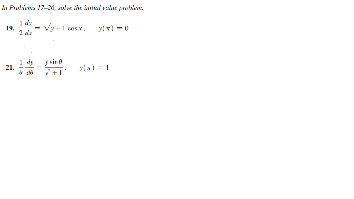 Solved In Problems 1726 Solve The Initial Value Problem 4495