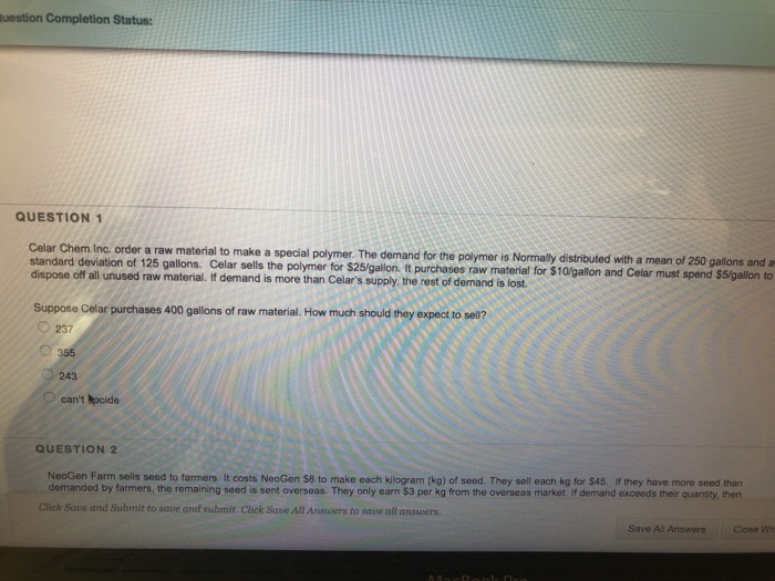 Solved uestion Completion Status: QUESTION 1 Celar Chem Inc. | Chegg.com