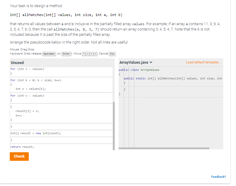 Solved Your task is to design a method int [] | Chegg.com