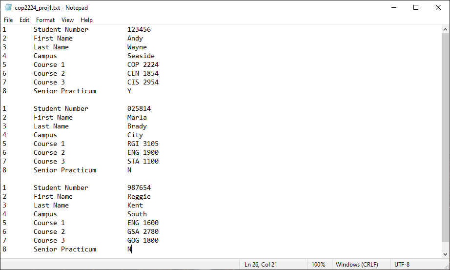 Solved Student Registration Information program, use C++ to | Chegg.com