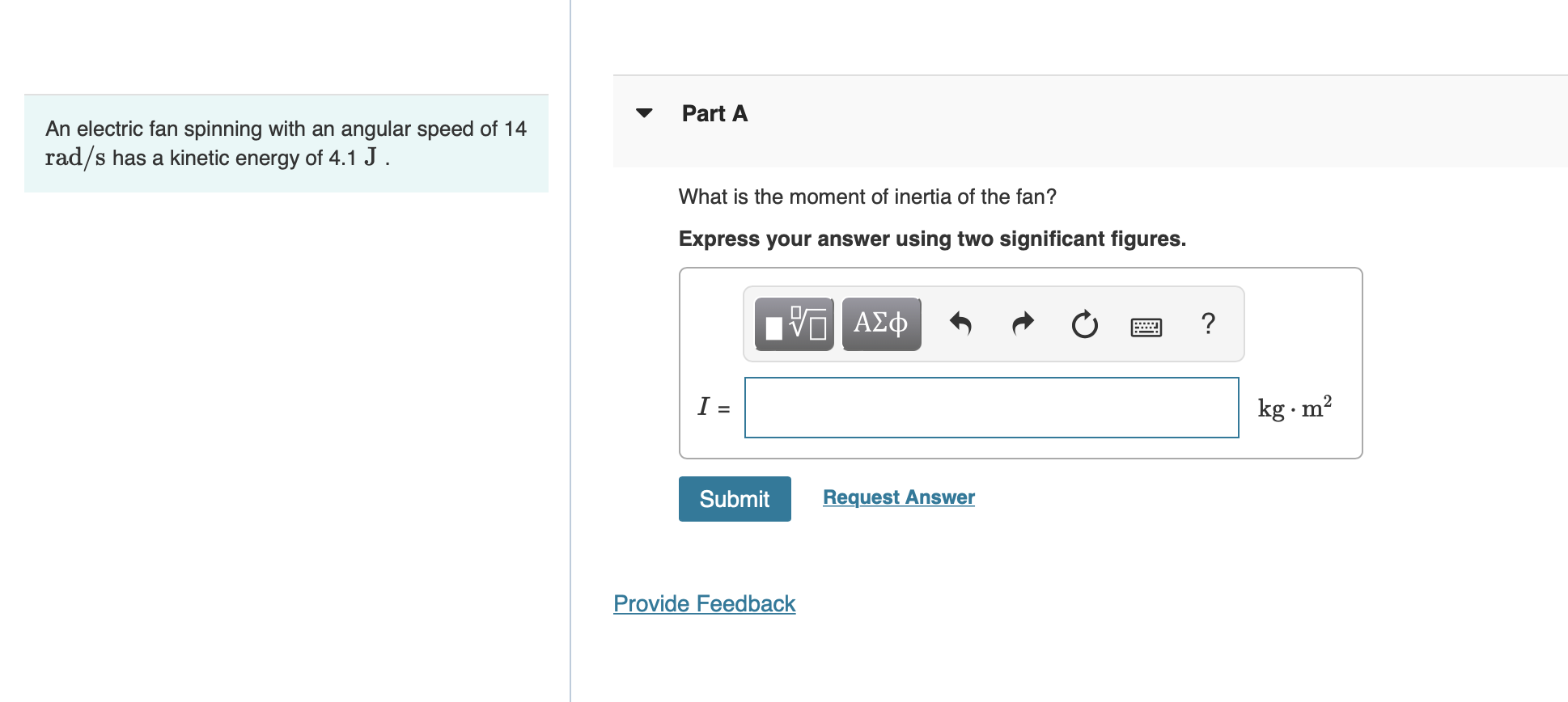 Solved An electric fan spinning with an angular speed of 14 | Chegg.com