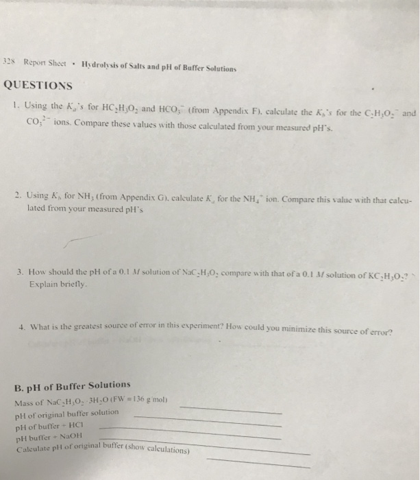 Solved Question 1-4 Mass of NaC2H3O2 * 3H2O (FW=136g/mol) is | Chegg.com