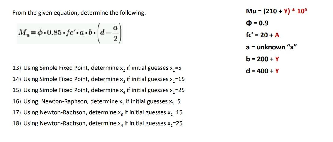 Solved From the given equation, determine the following: | Chegg.com