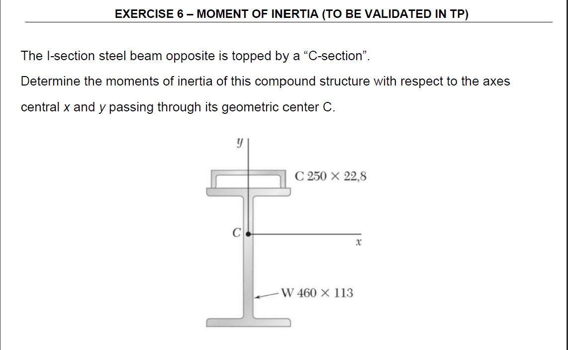 Solved The I-section steel beam opposite is topped by a | Chegg.com