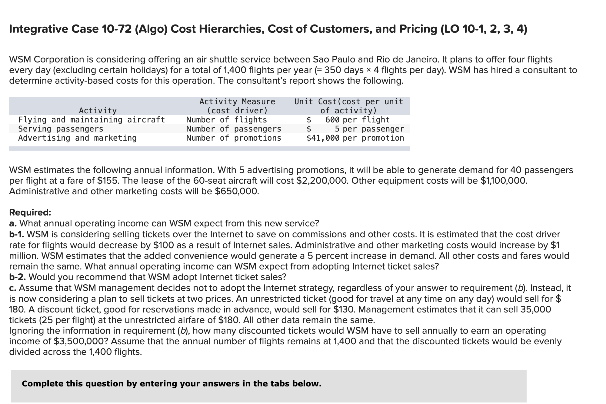 Solved Integrative Case 10-72 (Algo) Cost Hierarchies, Cost | Chegg.com