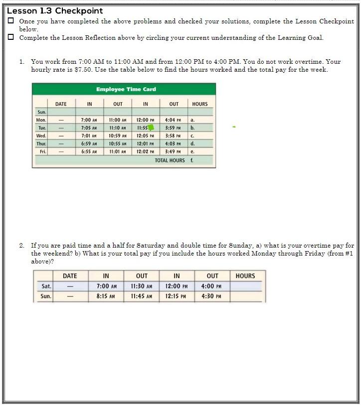 Solved Lesson 1.3 Checkpoint Once you have completed the | Chegg.com