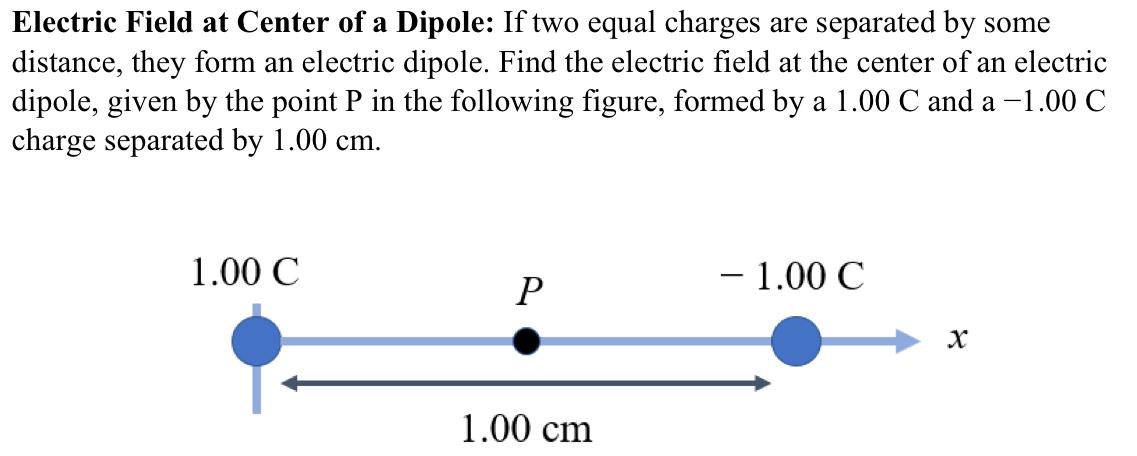 Solved Electric Field at Center of a Dipole: If two equal | Chegg.com