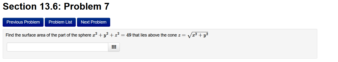 Solved Section 13.6: Problem 7Find the surface area of the | Chegg.com