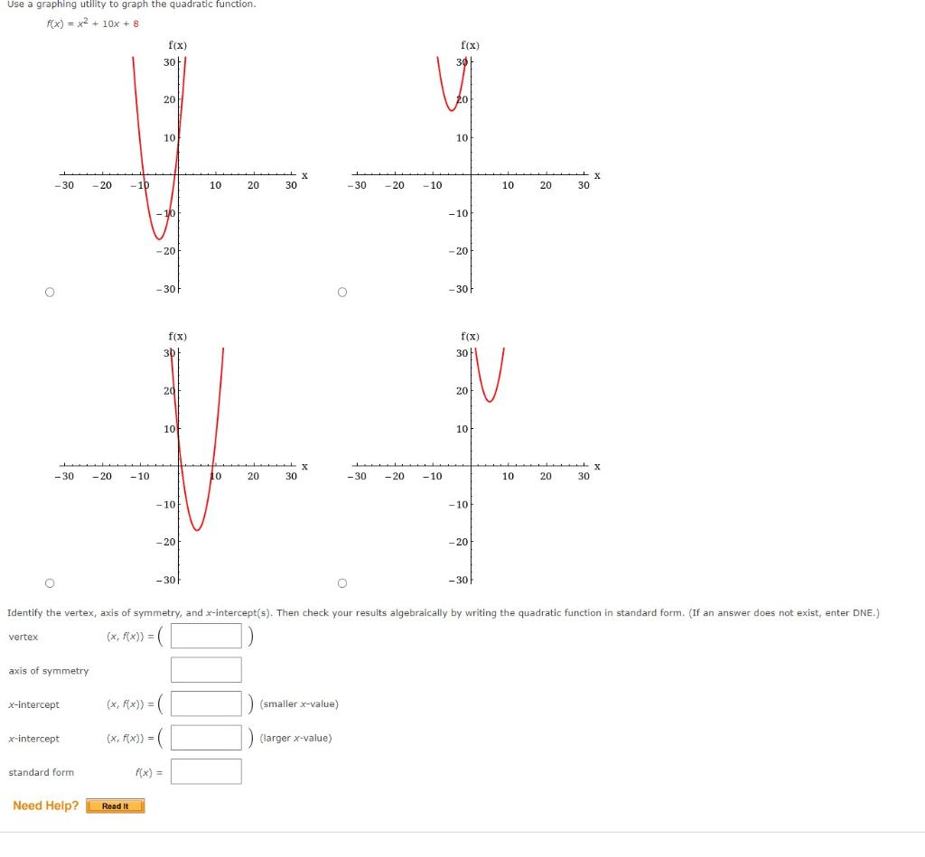 Solved Use a graphing utility to graph the quadratic | Chegg.com