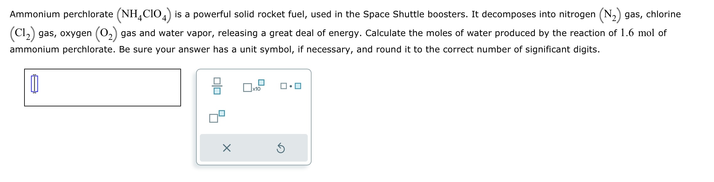 Solved Ammonium perchlorate (NH4ClO4) is a powerful solid | Chegg.com