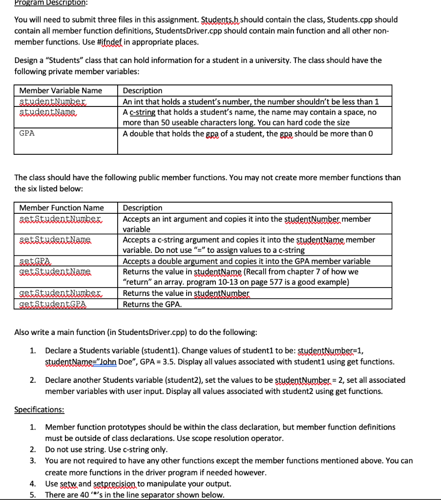 Solved Program Description: You will need to submit three | Chegg.com