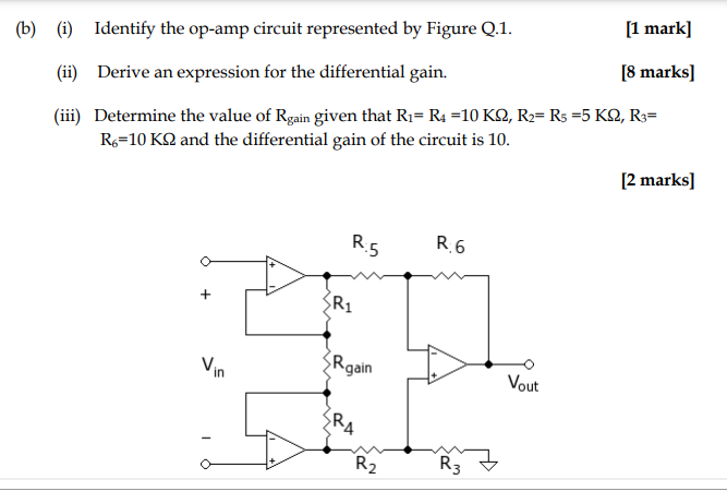 Solved (b) (i) Identify the op-amp circuit represented by | Chegg.com