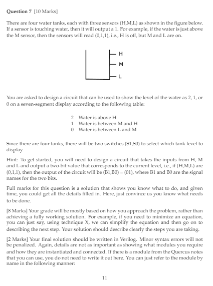 Question 7 [10 Marks] There are four water tanks, | Chegg.com