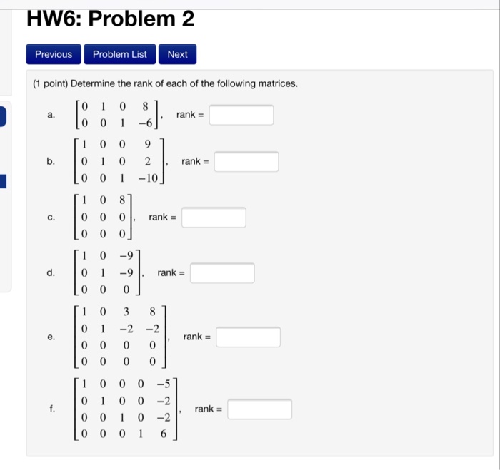 Solved HW6: Problem 2 Previous Problem List Next (1 point) | Chegg.com