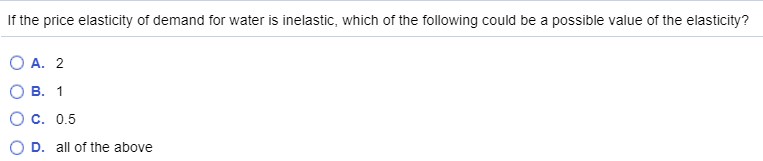 Solved If the price elasticity of demand for water is | Chegg.com