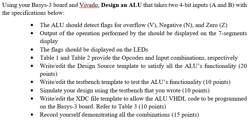 Solved Using Your Basys 3 Board And Vivado Design An Alu 