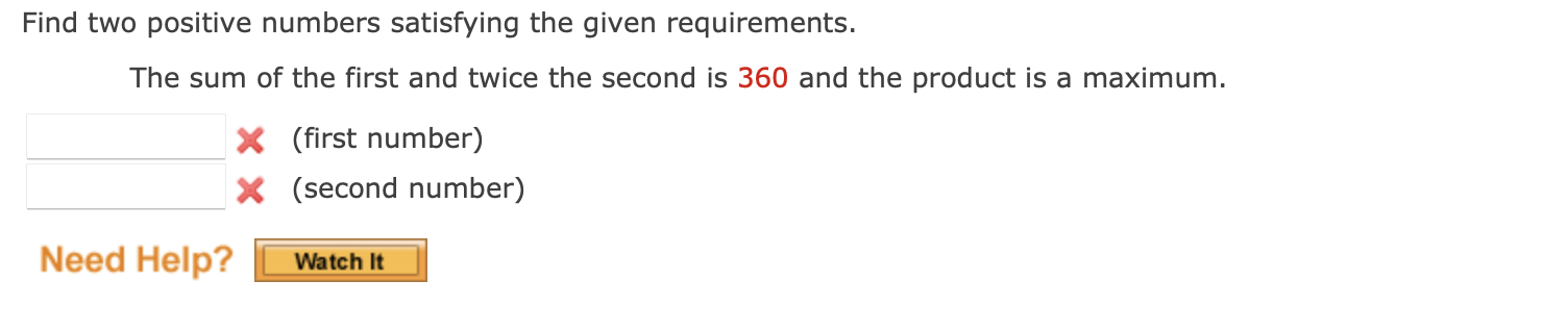 Solved Find two positive numbers satisfying the given | Chegg.com