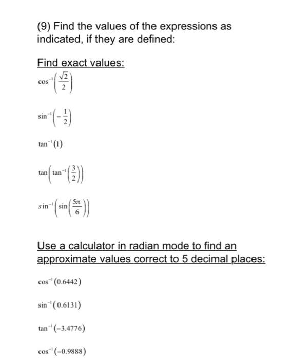 Solved Find the values of the expressions as indicated, if | Chegg.com